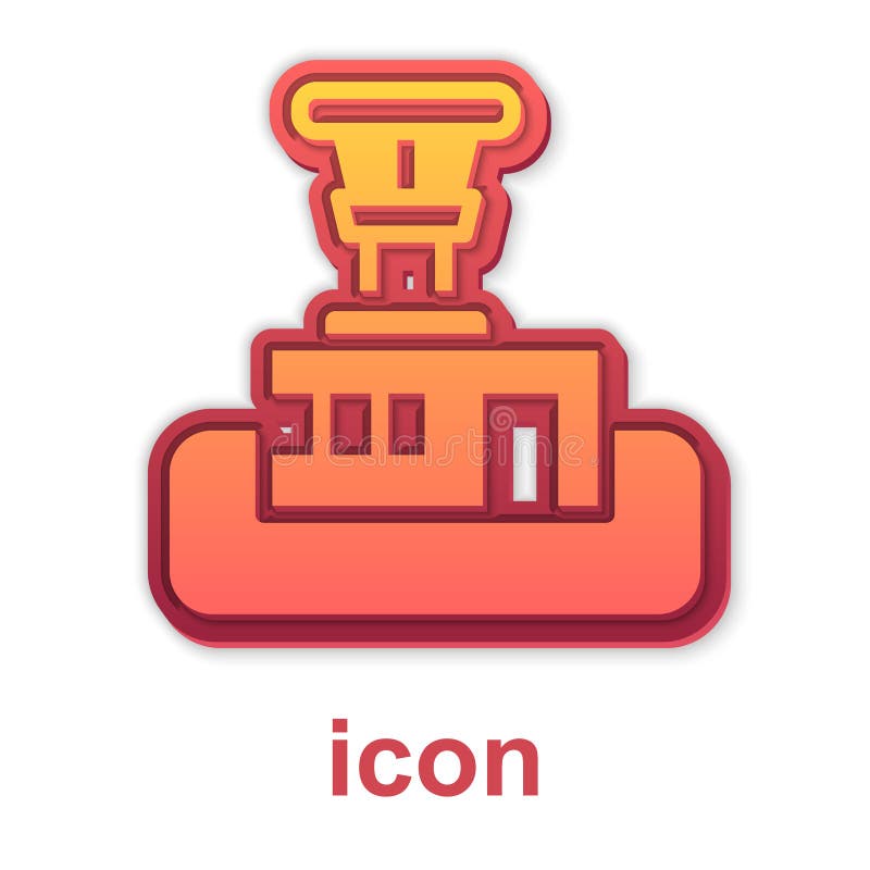 Gold Airport Control Tower Icon Isolated on White Background. Vector ...