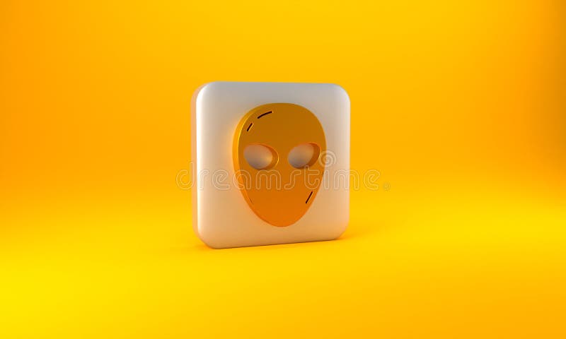 Gold Alien Icon Isolated on Yellow Background. Extraterrestrial Alien ...