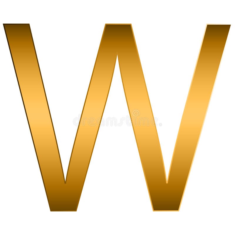 Alphabet Letter. Letter W. GOLD Alphabet Logo. Font Style - Vector ...