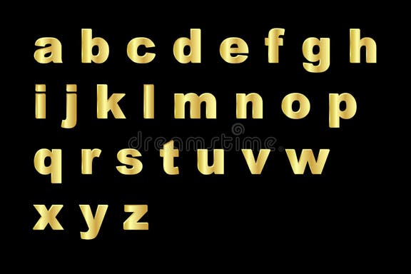 Alphabet Gold Letters Lowercase Stock Illustrations – 1,090 Alphabet ...