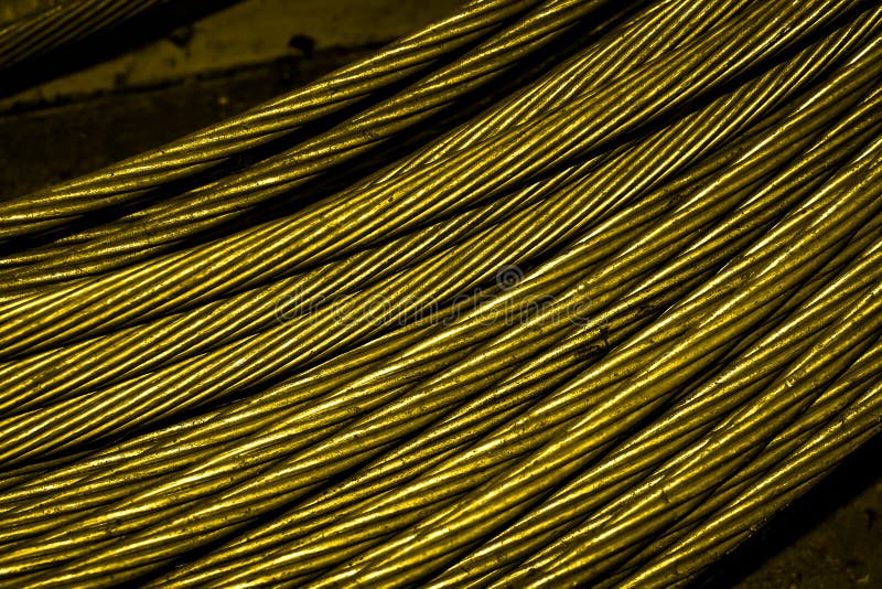 Gold Aluminum Electric Cable.background or Texture Stock Image - Image ...
