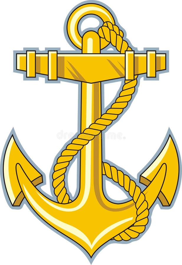 Gold anchor stock vector. Illustration of sailing, ship - 22755490