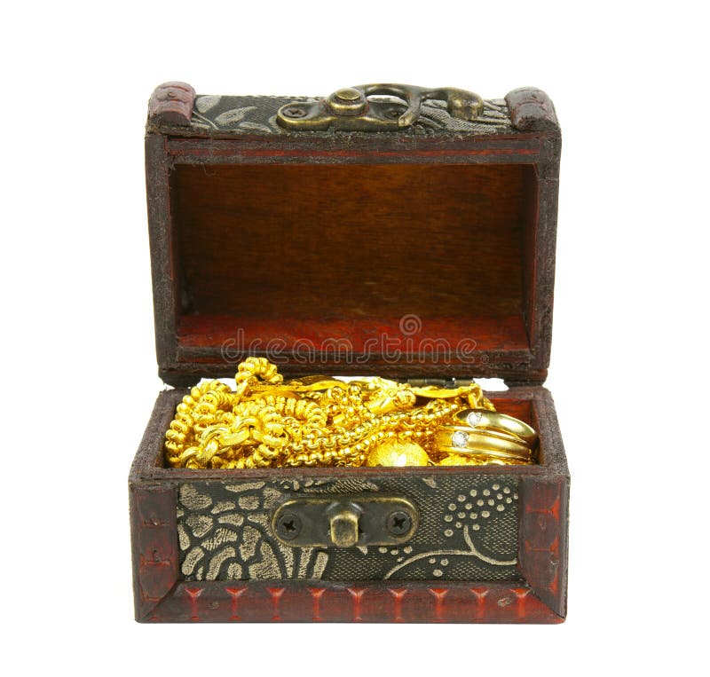 Gold in Ancient Treasure Chest Stock Photo - Image of antique ...