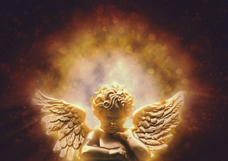 Gold Angel with Heavenly Light Touches. Stock Illustration ...