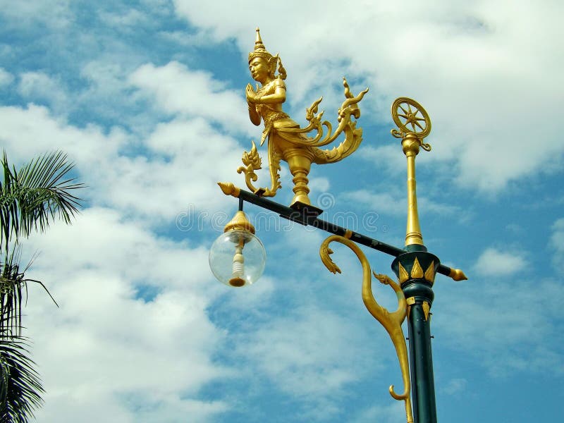 Gold angel on pole stock photo. Image of outdoor, lamp - 85102722