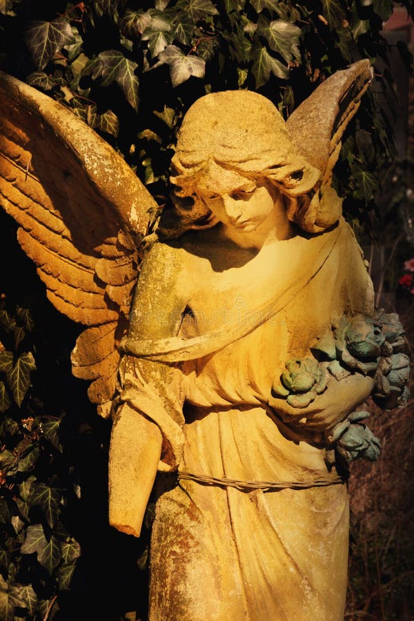 Gold Angel in the Sunlight (antique Statue) Stock Image - Image of ...