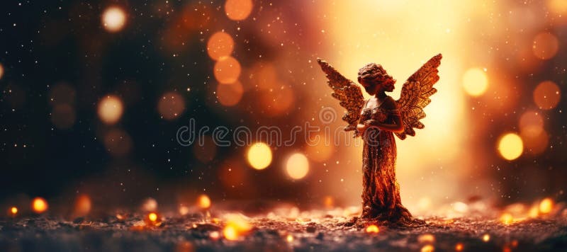 Gold Angel with Wings stock illustration. Illustration of advent ...