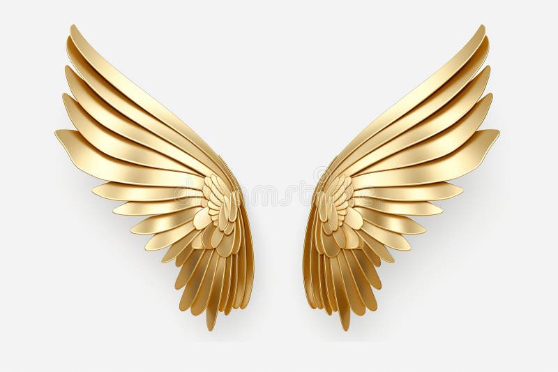 Gold Angel Wings on a White Background Stock Illustration ...