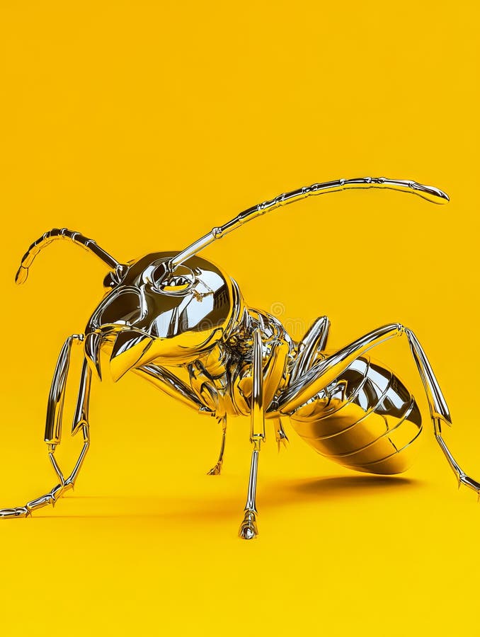 A Gold Ant on a Yellow Background Stock Illustration - Illustration of ...