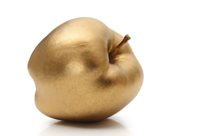 Gold apple. stock image. Image of goldish, rich, bright - 24013123
