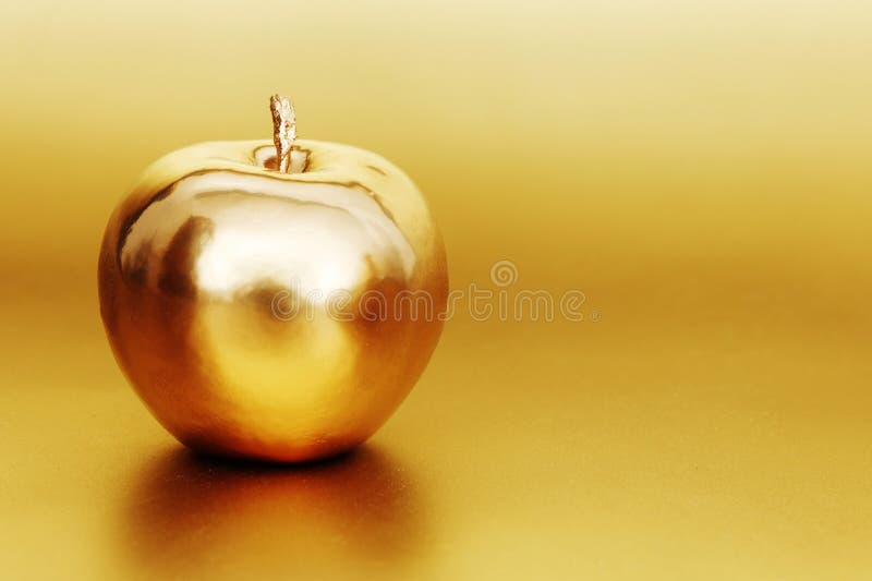Gold apple stock image. Image of nutrition, metallic - 271741483