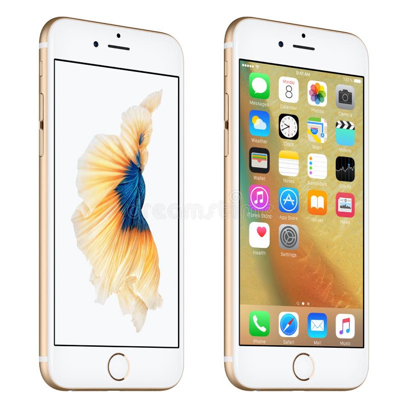 Gold Apple IPhone 6s Mockup Front View and Back Side Editorial ...