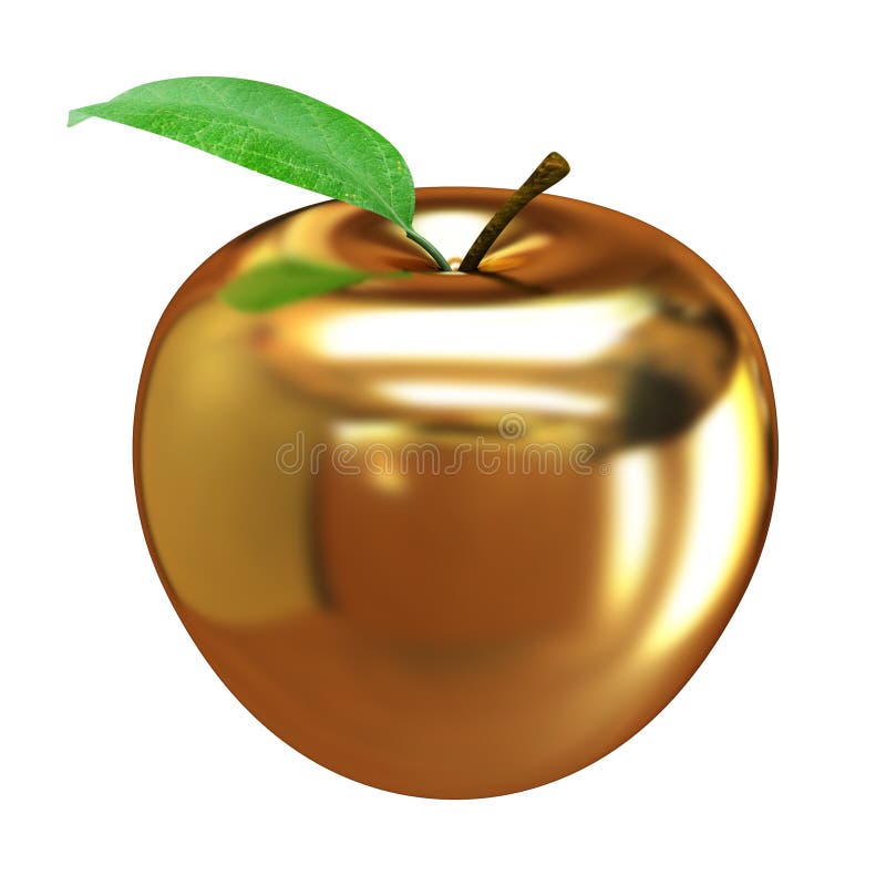Gold Apple Isolated. Start Series: Golden Apple Stock Illustration ...