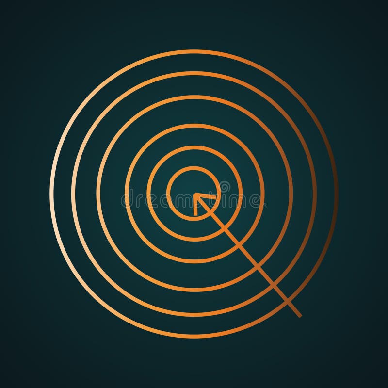 Gold Archery Target Plate Vector. Gradient Gold Concept with Dark ...