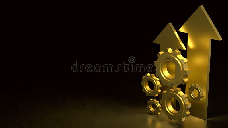 The Gold Arrow and Gear for Business Concept 3d Rendering Stock Illustration - Illustration of ...