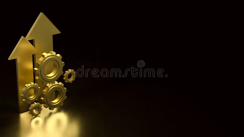 The Gold Arrow and Gear for Business Concept 3d Rendering Stock Illustration - Illustration of ...
