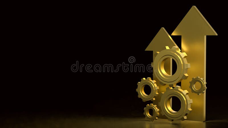 The Gold Arrow and Gear for Business Concept 3d Rendering Stock Illustration - Illustration of ...