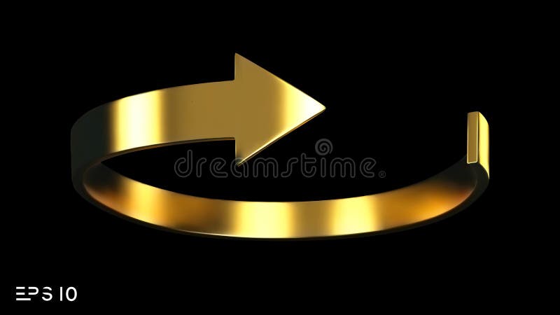 Gold Arrow Spin Isolated on Black Background. Vector Arrow Button ...