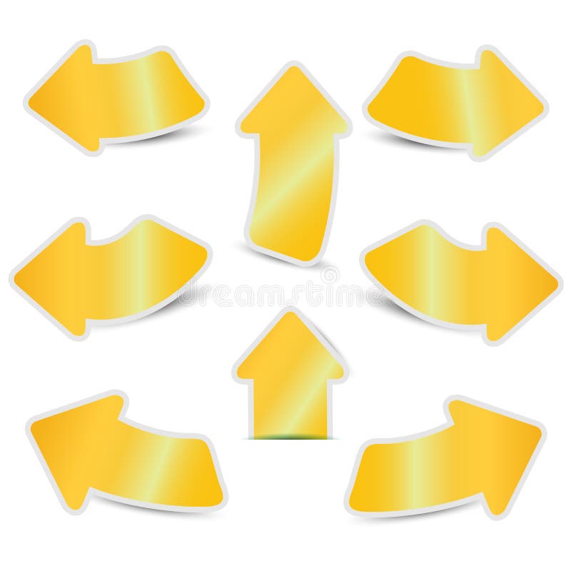 Gold Arrow Sticker Paper on White Background Stock Vector ...
