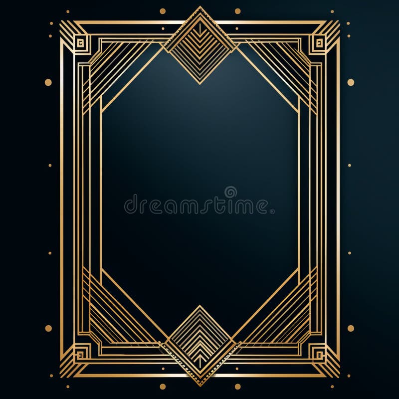 Art Deco Frame on Black and Gold Background Stock Illustration ...