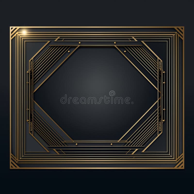 Art Deco Frame on Black and Gold Background Stock Illustration ...