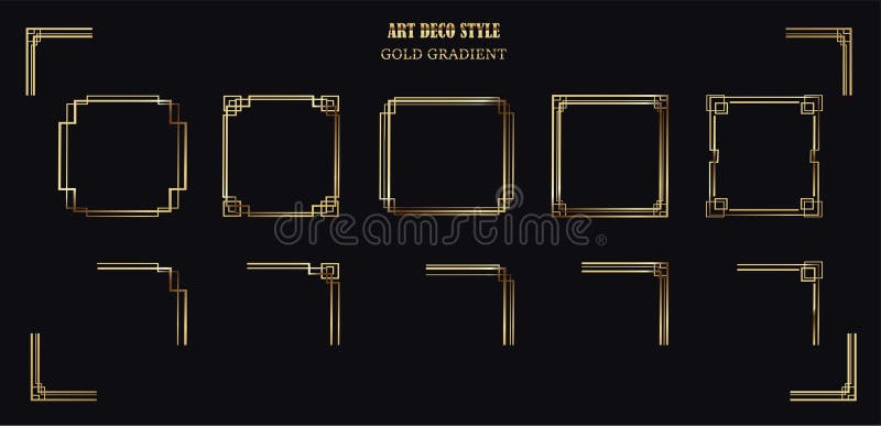 Vector Gold Art Deco Style Frame and Corners. Stock Illustration - Illustration of decorate ...