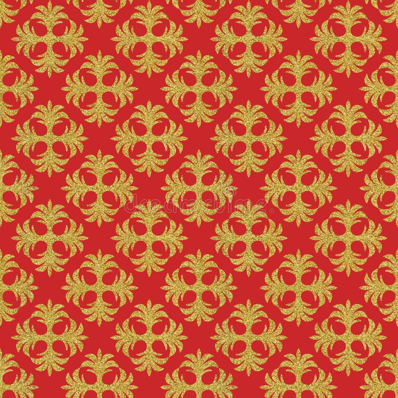 Gold Art Nouveau Repeating Motif Seamless Pattern Stock Illustration ...