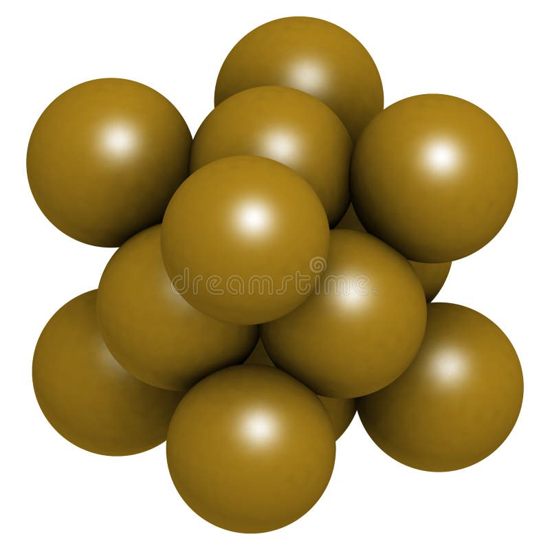 Gold (Au) Metal, Crystal Structure Stock Illustration - Illustration of ...