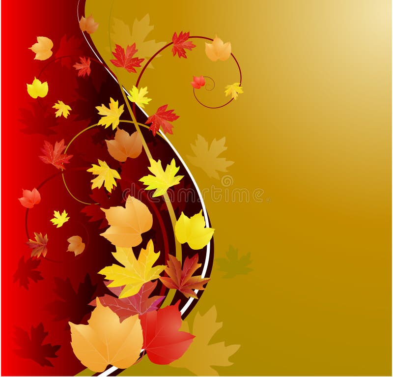 Gold Autumn Background with Leaves Stock Vector - Illustration of ...