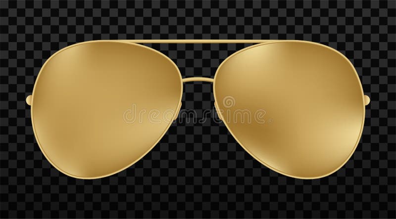 Gold Aviator Sunglasses with Gold Frame. Golden Sun Glasses Stock ...