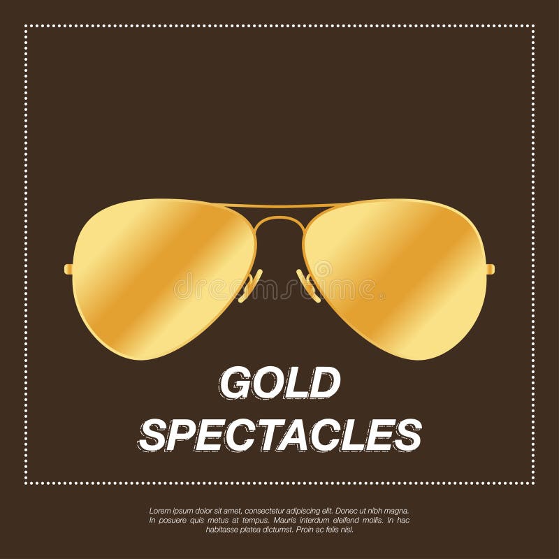 Gold Aviator Sunglasses with Gold Frame Stock Image - Image of ...