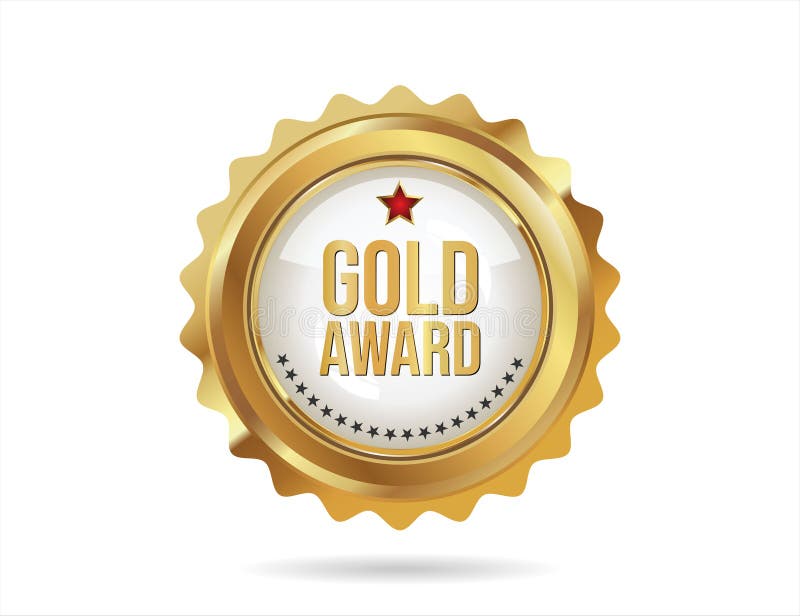 Gold Award Badge on White Background Vector Illustration Stock Vector ...