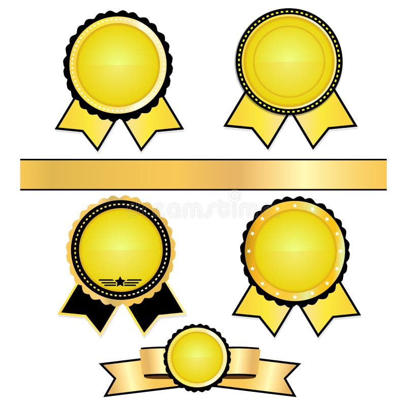 Gold Award Ribbon with Banner Ribbon Stock Illustration - Illustration ...