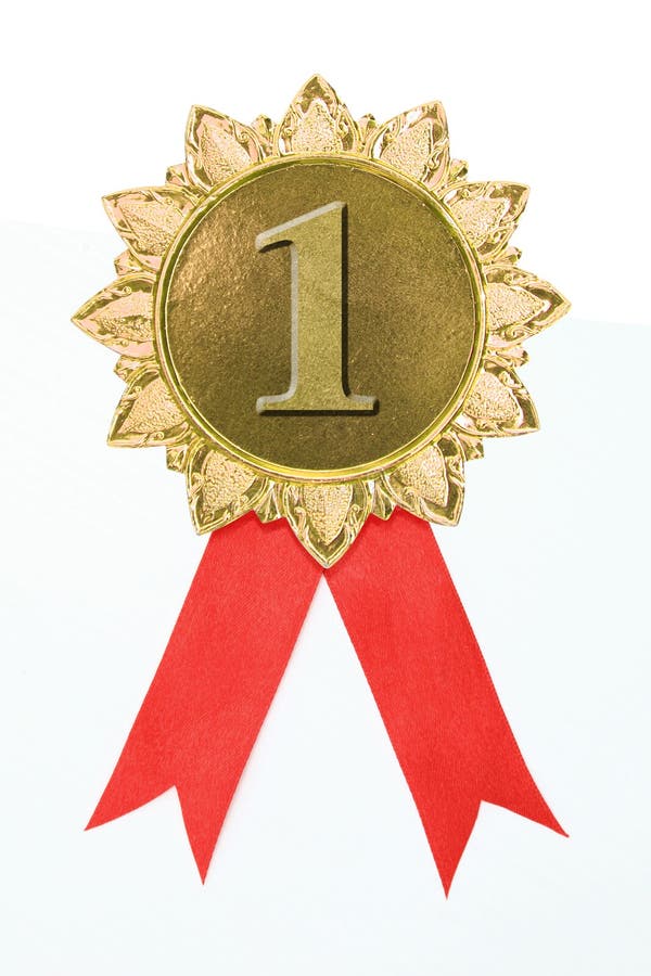 Large Gold First Prize Medal with Ribbon Stock Image - Image of gold ...