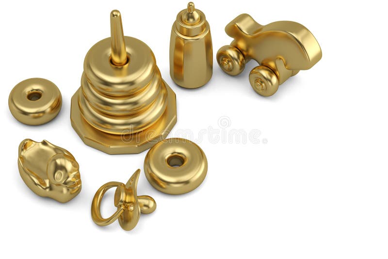 Gold Baby Bottle and Silver Baby Bottle on White Background 3d I Stock ...