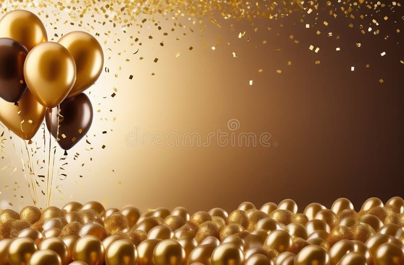 Gold Background with Gold Balloons Stock Illustration - Illustration of ...