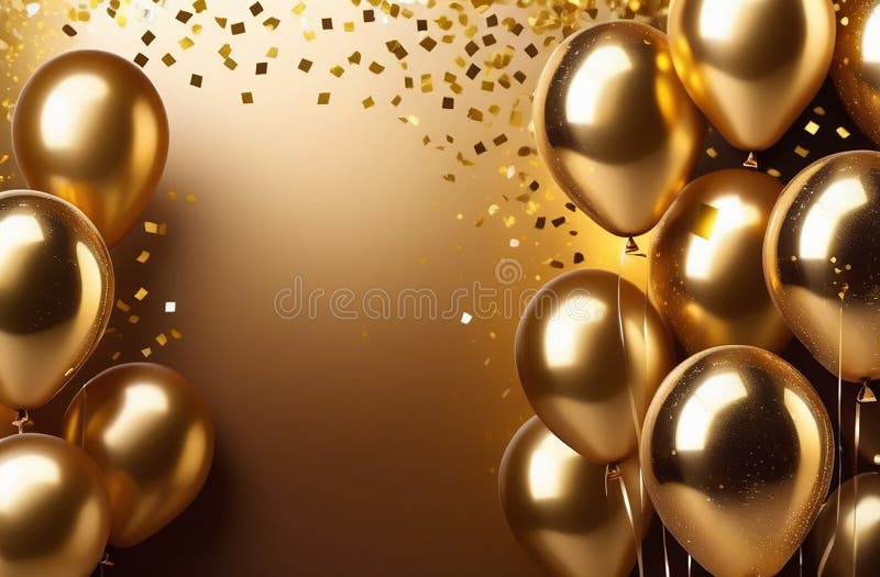 Gold Background with Gold Balloons Stock Illustration - Illustration of ...