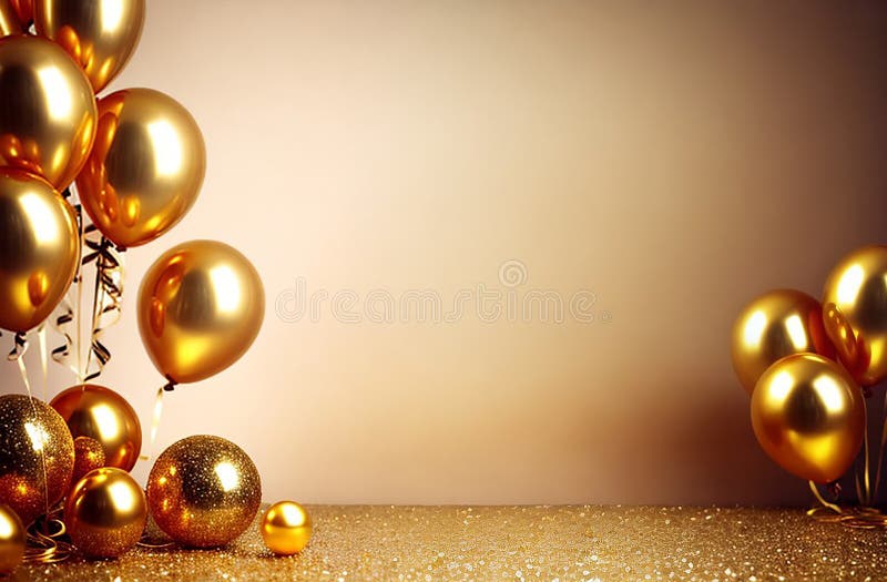 Gold Background with Gold Balloons Stock Illustration - Illustration of ...
