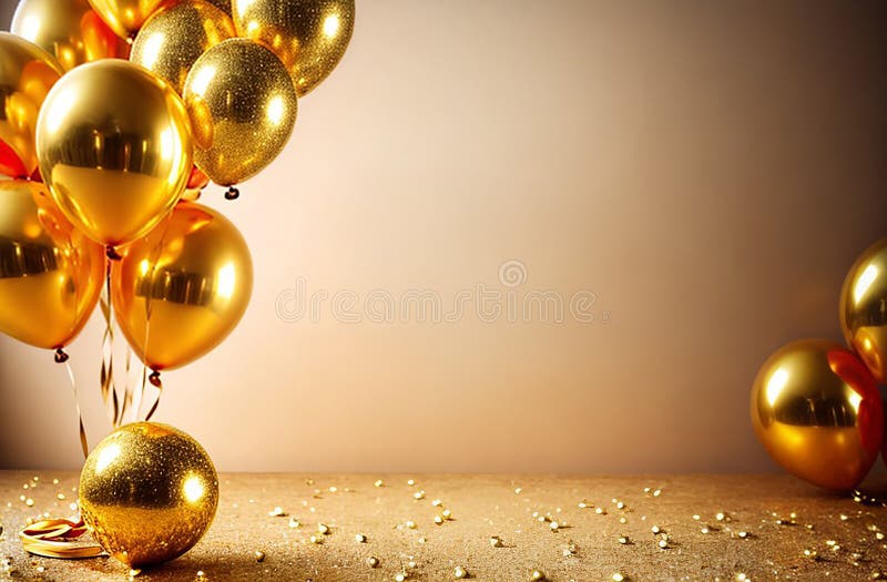 Gold Background with Gold Balloons Stock Illustration - Illustration of ...