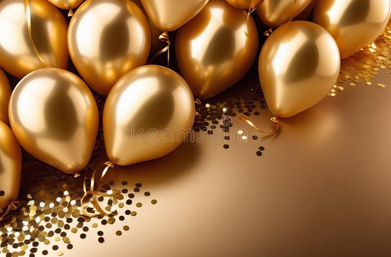 Gold Background with Gold Balloons Stock Illustration - Illustration of ...
