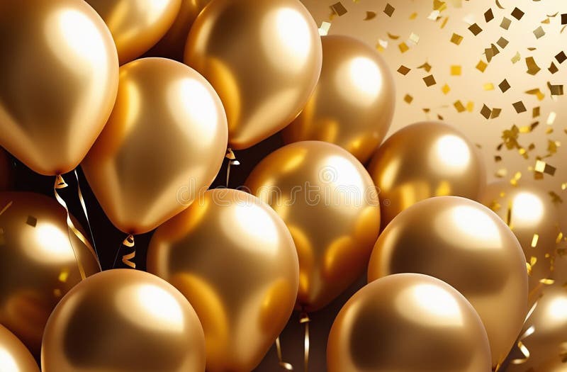 Gold Background with Gold Balloons Stock Illustration - Illustration of ...