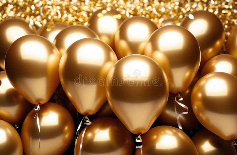 Gold Background with Gold Balloons Stock Illustration - Illustration of ...