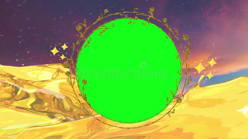 The Gold Background Has a Green Screen for Insertion. Stock Footage ...
