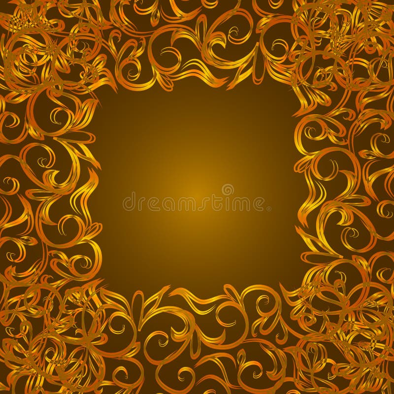 Gold Background with Ornamental Border. Illustration. Stock ...