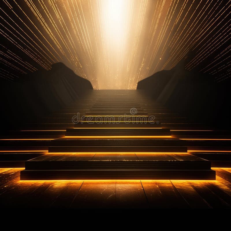 Gold Background with Stairs Stock Illustration - Illustration of gold ...