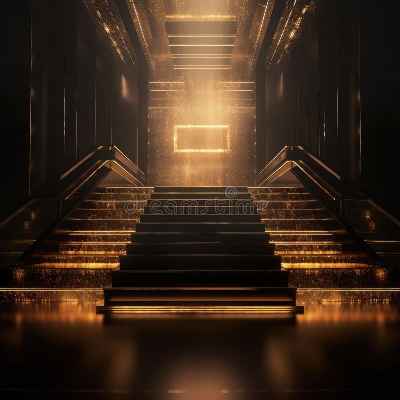 Gold Background with Stairs Stock Illustration - Illustration of wall ...
