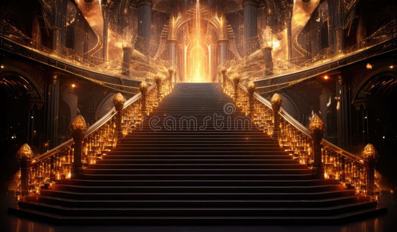 Gold Background with Stairs Stock Illustration - Illustration of luxury ...