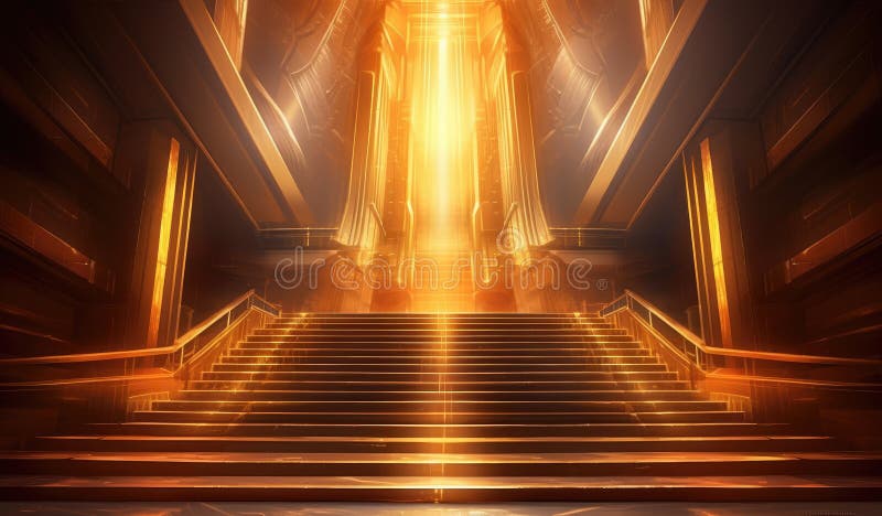 Gold Background with Stairs Stock Illustration - Illustration of stage ...