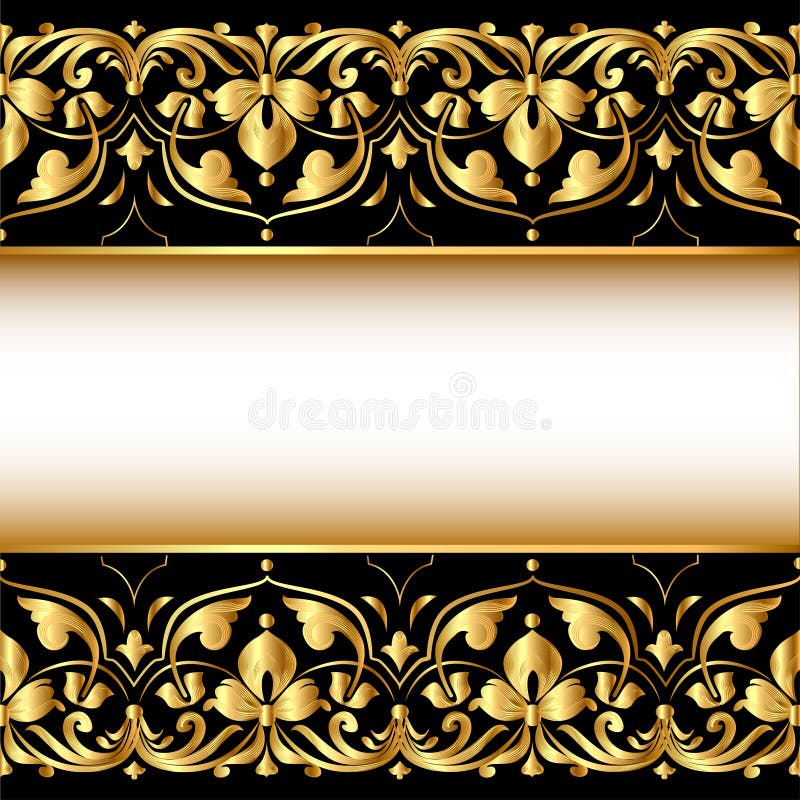 Gold Ornament and Gold Stripes with Ribbon Stock Illustration ...