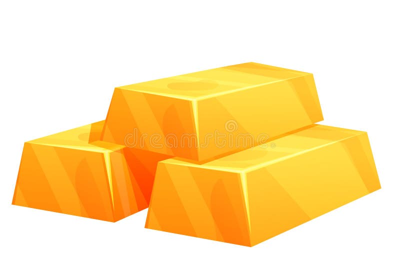 Gold Bad Stack of Bricks, Shiny Treasure in Cartoon Style Game Asset ...